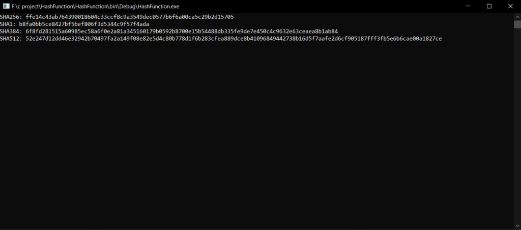 Lập trình C# – Xây dựng các hàm băm SHA1 – SHA256 – SHA384 – SHA512